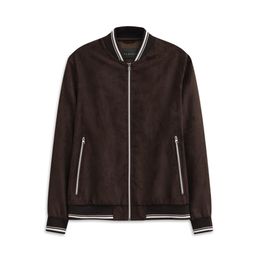 Collegejacke Bugatti "Regular Fit", Herren, Gr. 48, braun (90, braun), 100% Polyester, unifarben, regular fit, Bündchen, Jacken, wasserabweisend trotz leicht perforiertem Oberstoff