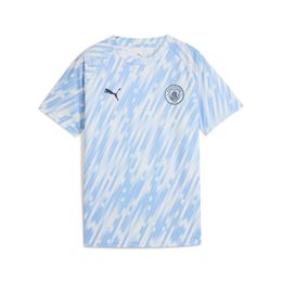Trainingsshirt Puma "Manchester City Aufw&auml;rmtrikot Jugendliche", M&auml;dchen, Gr. 152, blau (silber sky blau), Obermaterial: 100% Polyester, regular fit, Rundhals, Shirts