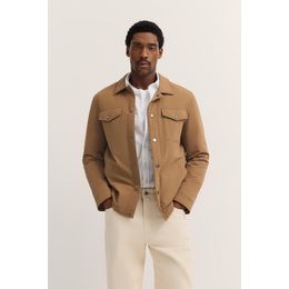 Kurzjacke Bugatti "Regular Fit", Herren, Gr. 50, beige (70, beige), 100% Polyester, unifarben, regular fit, Manschette, Jacken, mit Flexcity Stretch & Druckknöpfen