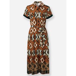Heine Kleid Damen Gr&ouml;&szlig;e 46 braun / schwarz / wei&szlig; Sommerkleid