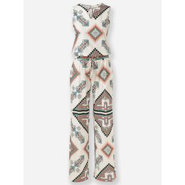 Heine Jumpsuit female size S/M Cream / Turquoise / Orange / Black