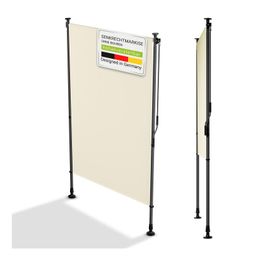 Juskys Senkrechtmarkise Barbados 120x310 cm - Sonnenschutz h&ouml;henverstellbar, ohne Bohren - Beige