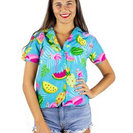 King Kameha Blouse 'Flamingo Melone' female Blue size M