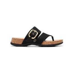 Clarks Leder-Zehentrenner "Reileigh Park" in Schwarz - 55% | Größe 39,5 | Damen-sandalen
