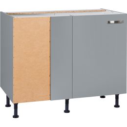 Eckunterschrank KOCHSTATION, B:100cm H:87cm T:58,4cm, grau, Küche, Schränke, "KS-Cara"