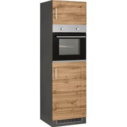 Backofen/Kühlumbauschrank KOCHSTATION, B:60cm H:200cm T:60cm, grau, Holzwerkstoff, MDF, Schränke, "KS-Stockholm", hochwertige MDF-Fronten