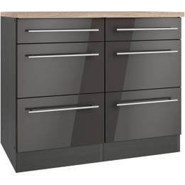 Unterschrank KOCHSTATION, B:100cm H:85cm T:60cm, grau, Küche, Schränke, "KS-Wien", edel aussehende gestiftete Fronten