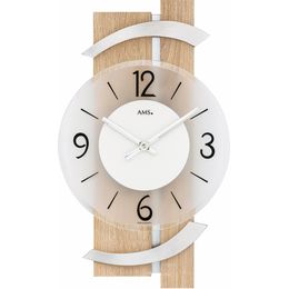 AMS Damen Wanduhr "W9546", B/H/L: 6cm x 40cm x 23cm, braun, Wanduhren, Quarzuhr,Holz,Wohnzimmer,Esszimmer,Küche,Made in Germany,Büro,Flur