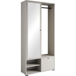 Garderobenschrank Inosign, B:90cm H:190cm T:33cm, beige, Flur, Schränke, "DINO Kompaktgarderobe, Garderoben-Set DINO", Mit Spiegel und Kleiderstange,