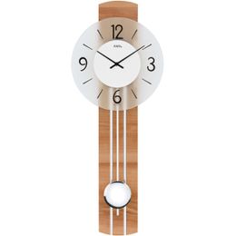 AMS Damen Pendelwanduhr "W7263", B/H/L: 23cm x 7cm x 60cm, beige, Wanduhren, Quarzuhr,Holzgehäuse,Esszimmer,Wohnzimmer,Made in Germany
