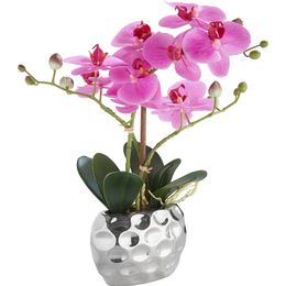 Kunstpflanze LEONIQUE, B:13cm H:38cm T:6,5cm, lila, Keramik, Kunststoff, Polyester, Badezimmer, Kunstpflanzen, "Orchidee", Kunstorchidee, im Topf,