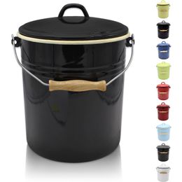 Kr&uuml;ger KR&Uuml;GER M&uuml;lleimer "Emaille M&uuml;lleimer mit Deckel Serie Rio", B/H/T: 27,5cm, 10 l, schwarz, K&uuml;che, M&uuml;lleimer, schnitt- / kratzfeste Oberfl&auml;che,