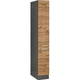 Apothekerschrank KOCHSTATION, B:30cm H:200cm T:60cm, grau, Holzwerkstoff, MDF, Küche, Schränke, "KS-Stockholm", hochwertige MDF-Fronten, 200 cm hoch,