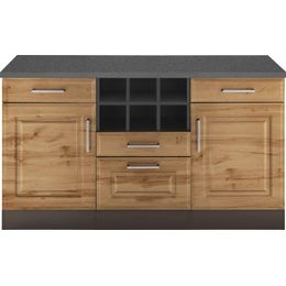 Unterschrank KOCHSTATION, B:150cm H:85cm T:60cm, braun, MDF, Küche, Schränke, "KS-Stockholm", 150 cm breit, hochwertige MDF-Fronten mit Fräsung, viel