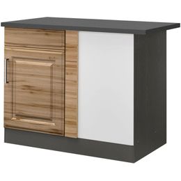 Eckunterschrank KOCHSTATION, B:110cm H:85cm T:60cm, grau, Holzwerkstoff, MDF, Küche, Schränke, "KS-Stockholm", hochwertige MDF-Fronten