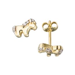 Jobo Damen Paar Ohrstecker "Pferd", Gelbgold 333, gold, Gelbgold 333, Ohrringe, 333 Gold bicolor mit 10 Zirkonia