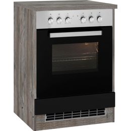 Herdumbauschrank KOCHSTATION, B:60cm H:85cm T:60cm, schwarz, Holzwerkstoff, Schr&auml;nke, "KS-Virginia", 85 cm hoch, 60 cm breit, Nische f&uuml;r Ofen B/H/T: