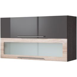 Klapphängeschrank KOCHSTATION, B:100cm H:57cm T:34cm, grau, Holzwerkstoff, MDF, Schränke, "KS-Wien", Breite 100 cm