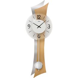 AMS Damen Pendelwanduhr "W7425", B/H/L: 23cm x 8cm x 70cm, silber, Wanduhren, Quarzuhr, Holz-/Aluminiumgeh&auml;use,Esszimmer,Wohnzimmer,Made in Germany
