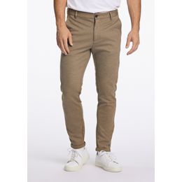 Stoffhose LINDBERGH "LINDBERGH Stoffhose", Herren, Gr. L, beige (deep sand mix), Obermaterial: 75% Polyester, 22% Viskose, 3% Elasthan; Futter: 65% Polyester, 35% Baumwolle, slim fit, Hosen Stoffhose
