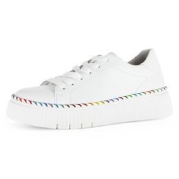 Gabor Damen Plateausneaker, Gr. 37, bunt, Nappaleder, kontrastfarbene Details, Schuhe, Freizeitschuh, Halbschuh, Schn&uuml;rschuh mit Kontrast-Rahmennaht