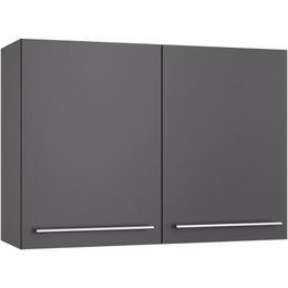 H&auml;ngeschrank KOCHSTATION, B:100cm H:70,4cm T:34,9cm, grau, Spanplatte, K&uuml;che, Schr&auml;nke, "KS-Bern2", Breite 100 cm, 2 T&uuml;ren, 2 Einlegeb&ouml;den