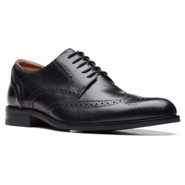Clarks Herren Budapester "Craft Arlo Limit", Gr. 41,5, schwarz, Leder, Lyralochung, Schuhe, Business Schuh, Schnürschuh mit Softfußbett
