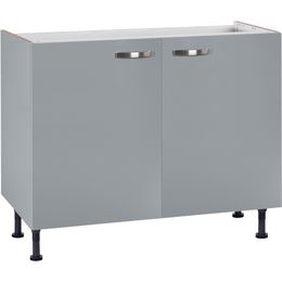 Spülenschrank KOCHSTATION, B:100cm H:87cm T:58,4cm, grau, Küche, Schränke, "KS-Cara", Breite 100 cm