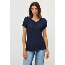 T-Shirt Cecil, Damen, Gr. L (42), blau (urban navy blau), Stoff, 97% Polyester, 3% Elasthan, unifarben, normal normal, V-Ausschnitt, abgesteppt, Shirts T-Shirt, Feel Good Fit