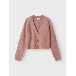 name it M&auml;dchen Strickjacke "NKFHOLLY BOXY SHORT KNIT CARD NOOS", rosa, Gr. 116, unifarben, Strick, Obermaterial: 79% Polyester, 13% Polyacryl, 5%