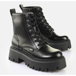 Buffalo Damen Schnürboots "ASPEN LACE UP", Gr. 38, schwarz, Lederimitat, Schuhe, Plateauboots, Schnürboots, Freizeitschuh mit markanter Profilsohle