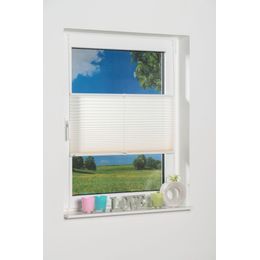 Plissee K-home, B:30cm H:130cm, beige, Obermaterial: 100% Polyester, Badezimmer, Plissees, "Klemmfix Pisa", Crushed-Optik