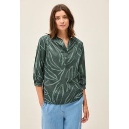 Shirtbluse Cecil, Damen, Gr. L (42), gr&uuml;n (schwarz balmy khaki), Web, 100% Baumwolle, bedruckt, normal normal, V-Ausschnitt, abgesteppt, Blusen, Feel Good Fit
