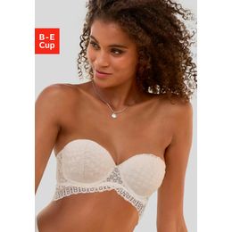 Lascana Damen Push-up-BH, Gr. 90, beige, Microtouch, Obermaterial: 85% Polyamid, 15% Elasthan, BHs, mit vielen Tragevarianten und Spitze in