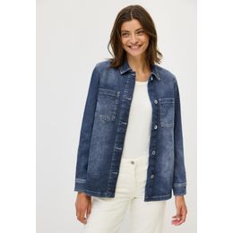 Cecil Damen Jeansjacke, blau, Gr. S, unifarben, Web, 77% Baumwolle, 20% Polyester, 3% Elasthan, Jacken, aus Baumwolle mit Stretchanteil