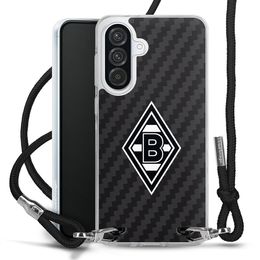 DeinDesign Galaxy A56 5G Handy Carry Case H&uuml;lle mit Band Handykette zum Umh&auml;ngen schwarz Borussia M&ouml;nchengladbach Carbon Gladbach Carry Case