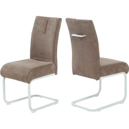 Jockenhöfer Freischwinger JOCKENHÖFER GRUPPE "Kenny", grau (taupe, weiß), B:44cm H:98cm T:60cm, 100% Polyester, Stühle, mit Taschenfederkern, Bezugsstoff Cord
