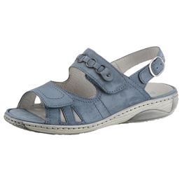 Waldl&auml;ufer Riemchensandale WALDL&Auml;UFER "GARDA", Damen, Gr. 3,5 (36), blau (jeansblau), Nubukleder, unifarben, Schuhe Riemchensandale, Sommerschuh, Sandalette, Keilabsatz, mit Druckknopf, G-Weite