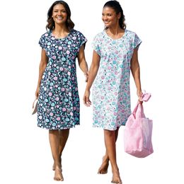 feel good Damen Sommerkleid marine-bedruckt + wei&szlig;-bedruckt Gr&ouml;&szlig;e 36/38