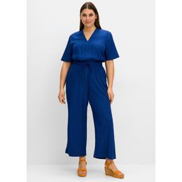 Overall sheego, Damen, Gr. 42, Normalgr&ouml;&szlig;en, blau (blaubeere), 97% Polyester, 3% Elasthan, unifarben, lang, Overalls Overall