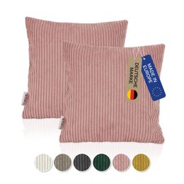 Lycce 2er Set Kissenbezug aus trendigem Cordstoff (40 x 40 cm)
