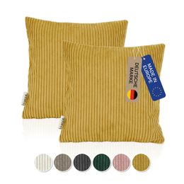 Lycce 2er Set Kissenbezug aus trendigem Cordstoff (40 x 40 cm)