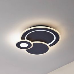 LINDBY LED-Deckenlampe Briar, schwarz, Metall, Fernbedienung