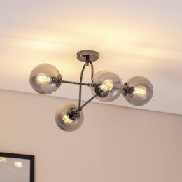 Deckenlampe Portemo, rauchgrau/nickel, 83x74 cm, 4-flg. Glas