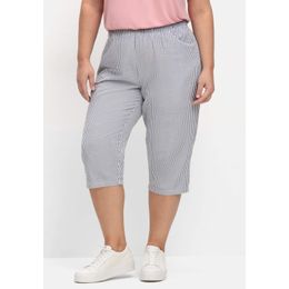 sheego Große Größen Caprihose aus Seersucker, gestreift, dunkelblau-gestreift, Größe 52 - Damen