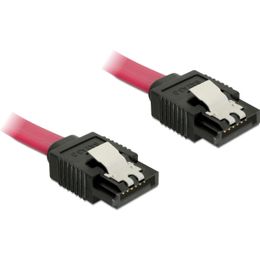 Delock SATA-3 Kabel: 50cm,Metall Clip, rot, Interne Kabel (PC)