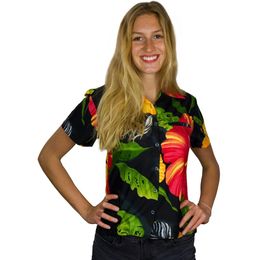 King Kameha Blouse 'Big Flower' female Black size 4XL