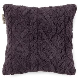 Descanso Dekokissen &raquo;Jacquard teddy&laquo; Dekokissen, Zierkissen, Weich, 40x40 cm, Teddy, Jacquard anthrazit + Jaquard-Struktur unifarben...