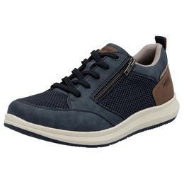 Rieker Sneaker, Halbschuh, Freizeitschuh, Schnürschuh mit seitlichem Reißverschluss jeansblau-braun 40 40 Sneaker im sportlichen Look und modernem...