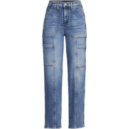 LANDS' END Knöchellange Soft Denim Cargojeans, Damen,  Blau, Elasthan/Baumwoll-Mischung, by Lands' End